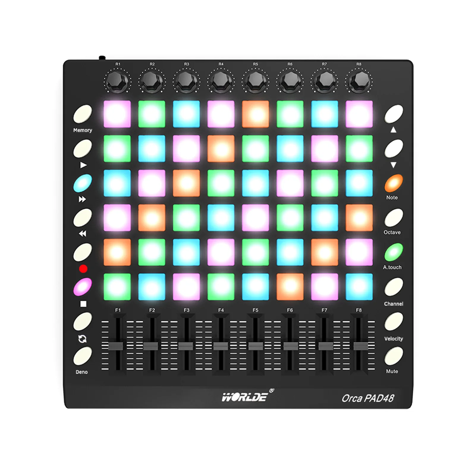 WORLDE-PAD48-Portable-USB-MIDI-Drum-Pad-Controller-48-RGB-Backlit-Pads ...