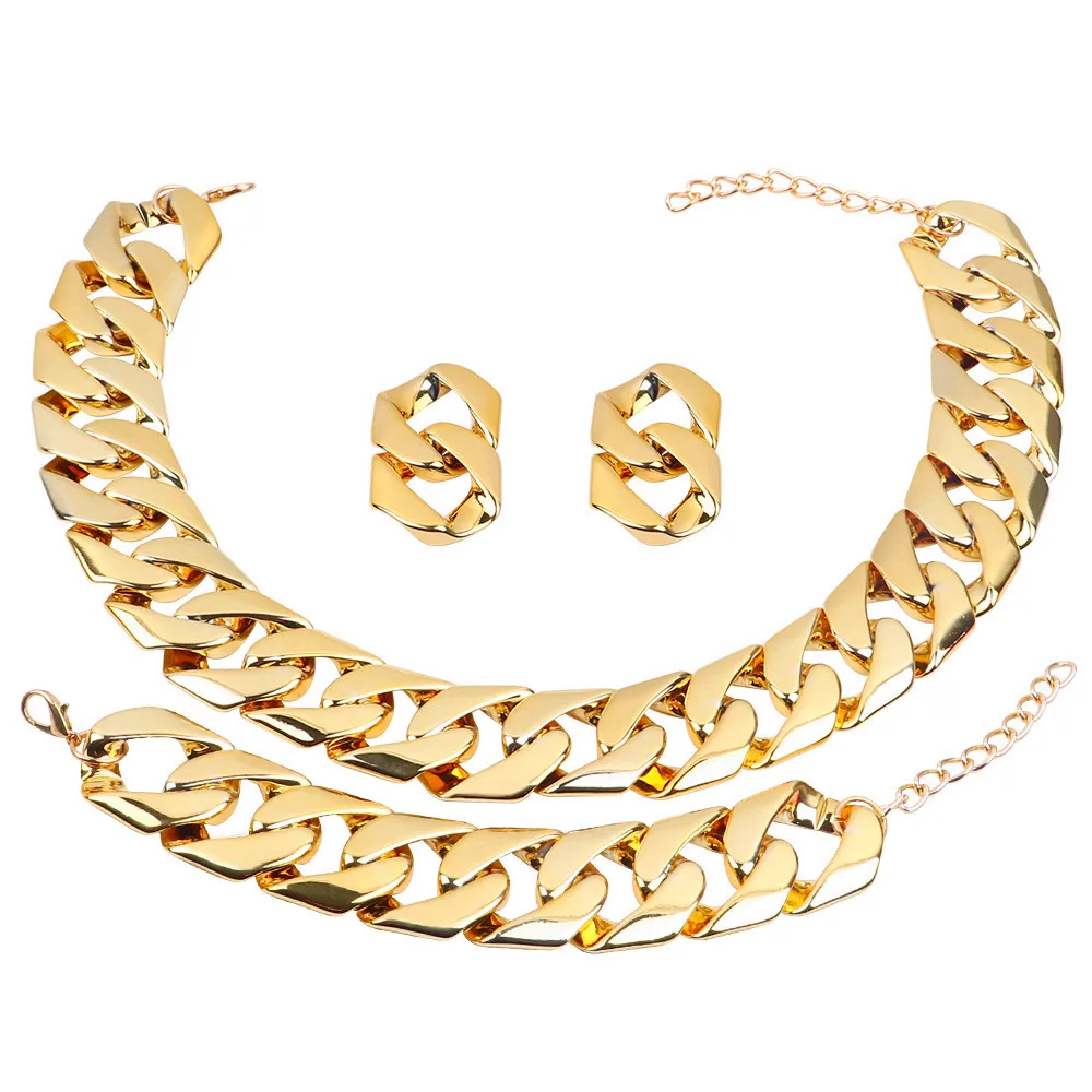 FishSheep-Hiphop-Gold-Color-Acrylic-Big-Chunky-Chain-Choker-Necklace ...