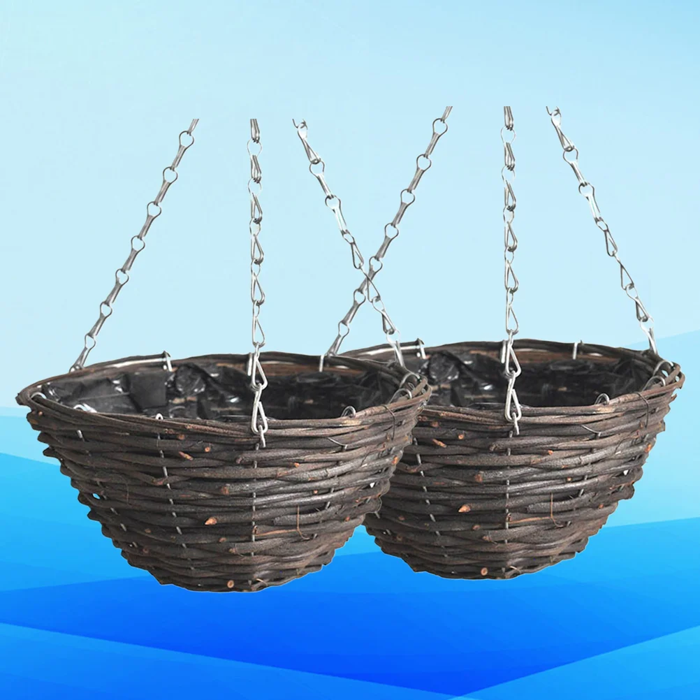 Hanging-Wall-Flower-Pot-Rattan-Planting-Basket-Arrangement-Outdoor ...