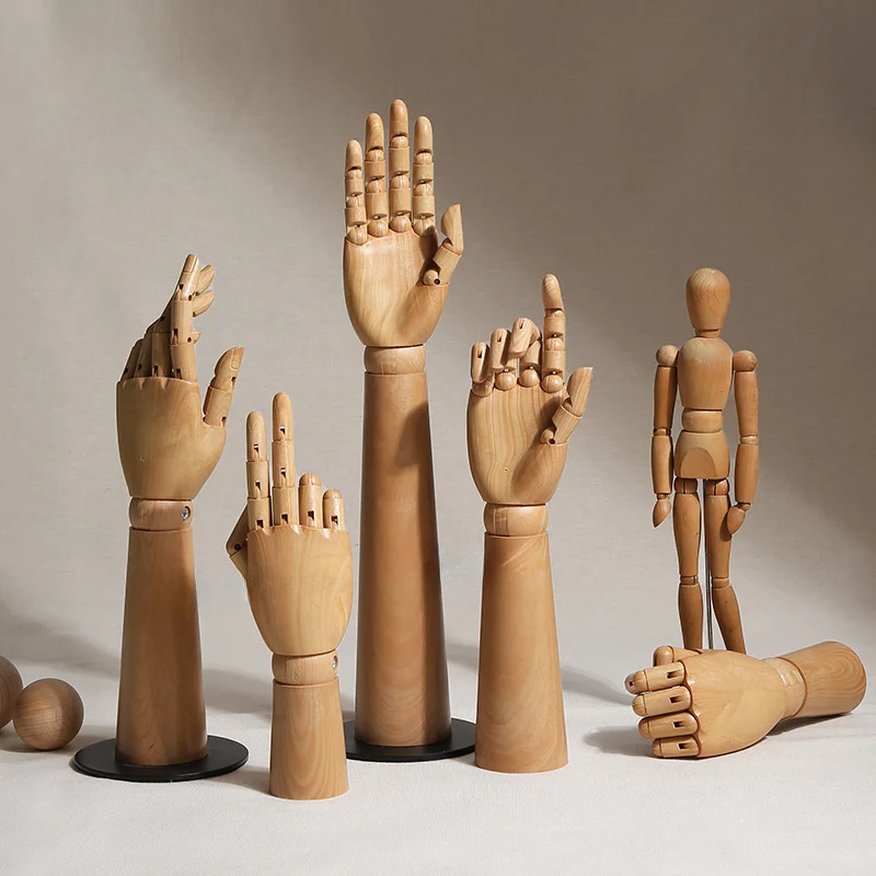 Wood-Grain-Mannequin-Hand-Model-Display-Props-for-Store-Jewelry-and ...