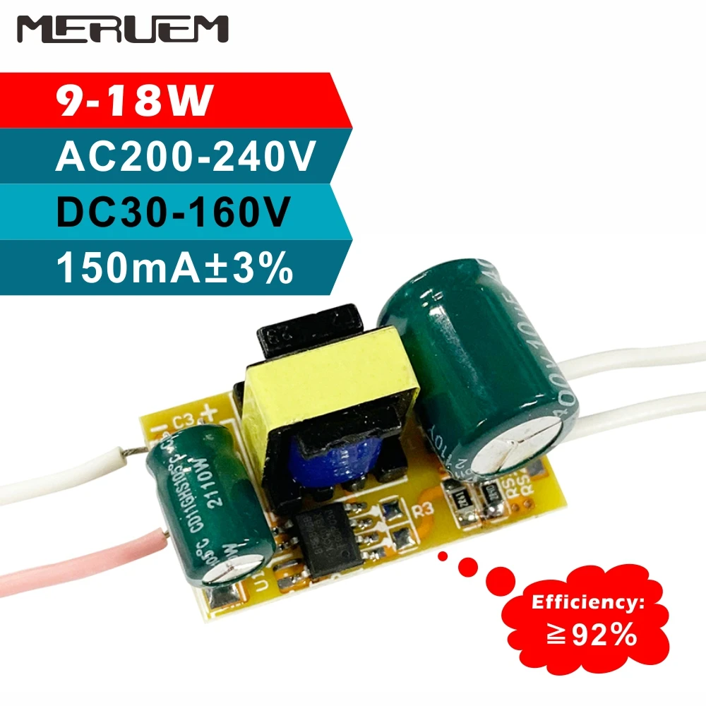 9-18W LED Lamp Driver Light Transformer Output:DC30-160V 150mA Input ...