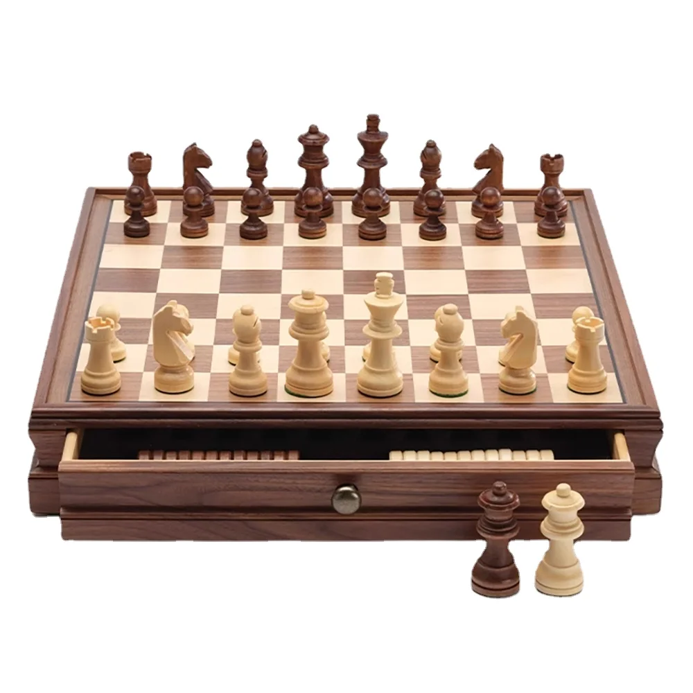 Luxury-Walnut-Checkers-Chess-Set-Handmade-Solid-Wood-Chess-Pieces ...