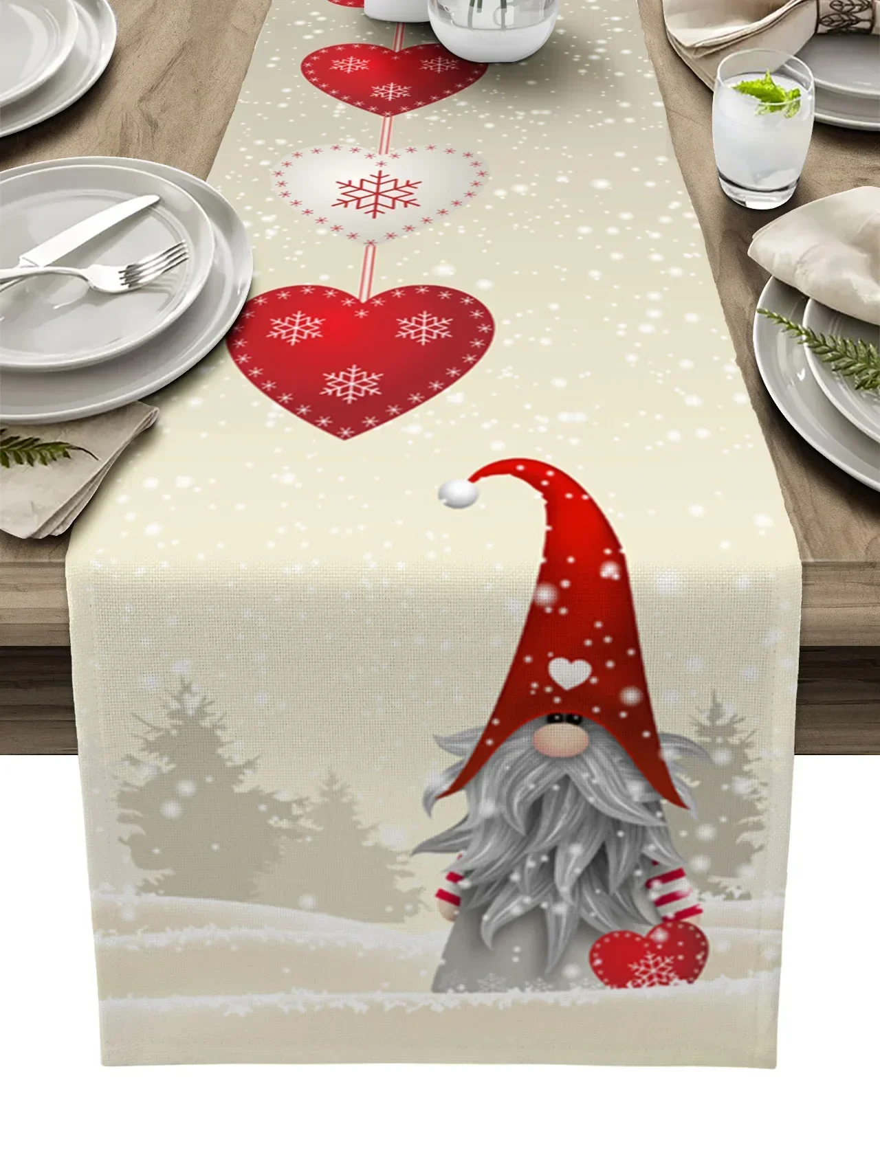Chemin de table en lin Gnome Love Coussins, écharpe de commode, décor d ...