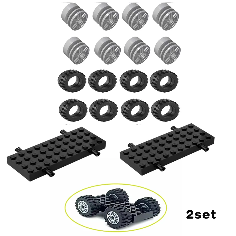 Wheel Axles Pack Car Tires DIY Models Shaft Plate Building Blocks ...