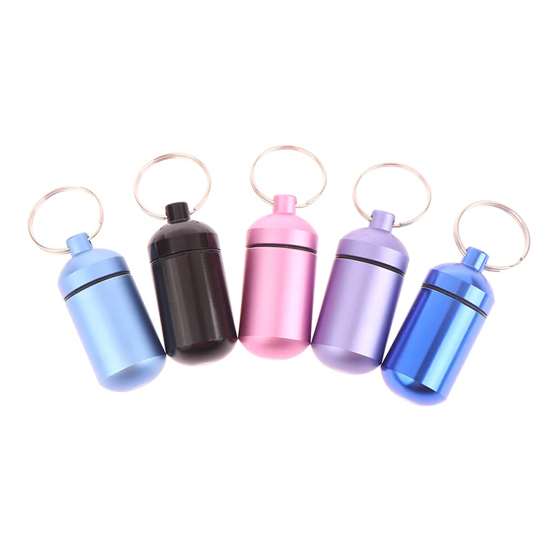 2-3x5cm-Waterproof-Metal-Pill-Bottle-Keychain-Portable-Medicine-Bottle ...