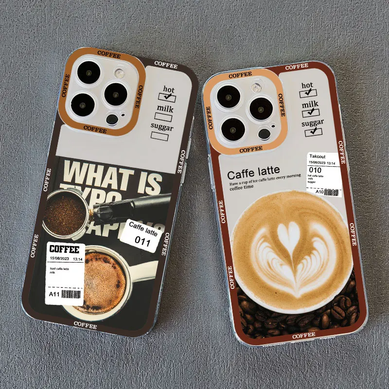 Clear Black Milk Ice Latte American Coffee Phone Case for Iphone 15 14 ...
