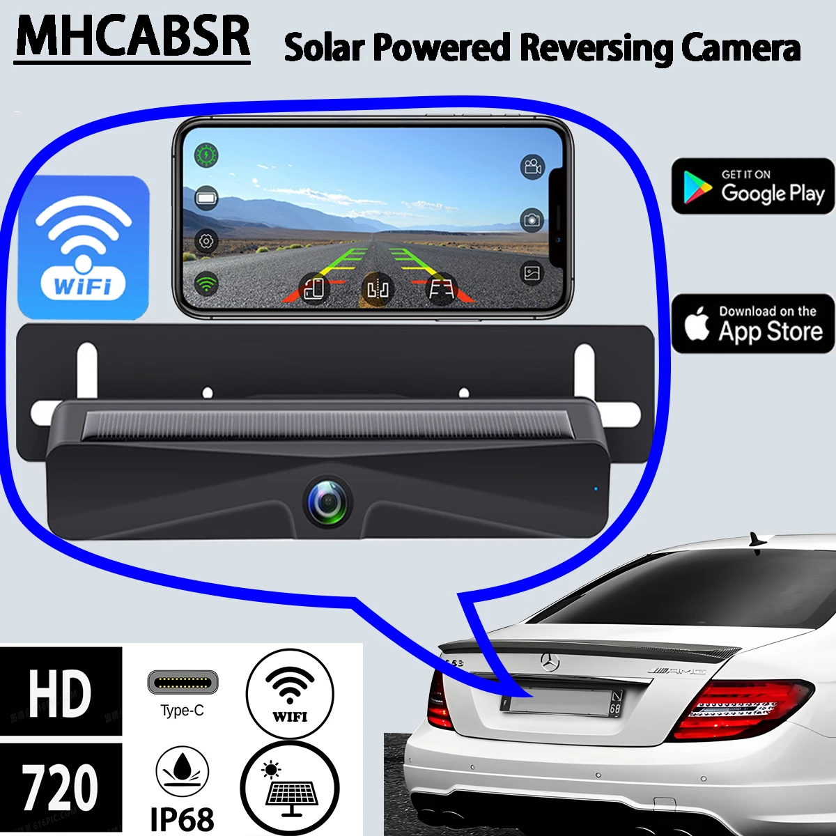 WIFI-Wireless-Car-Camera-License-Plate-Wireless-Reverse-Image-Android ...