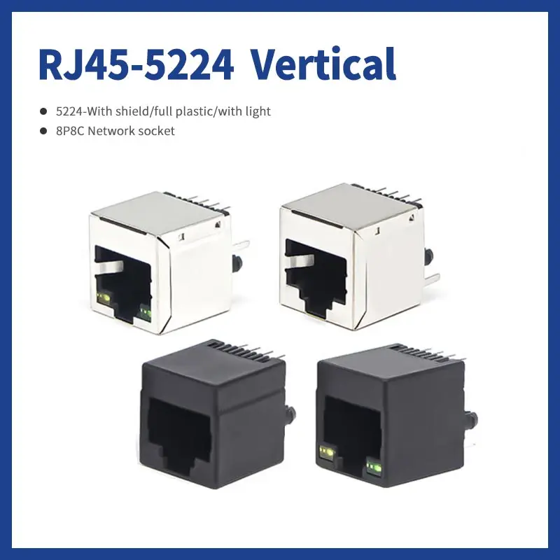 10pcs RJ45 Socket 5224-8P8C Network Cable Crystal Head Jack 180-degree ...