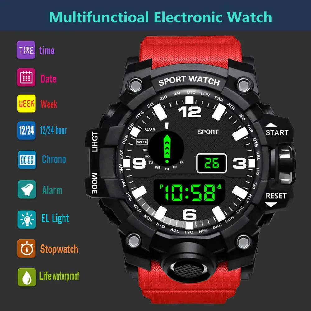Large-Screen-Digital-Watch-for-Men-Luxury-Multi-function-Watch-Gift-for ...