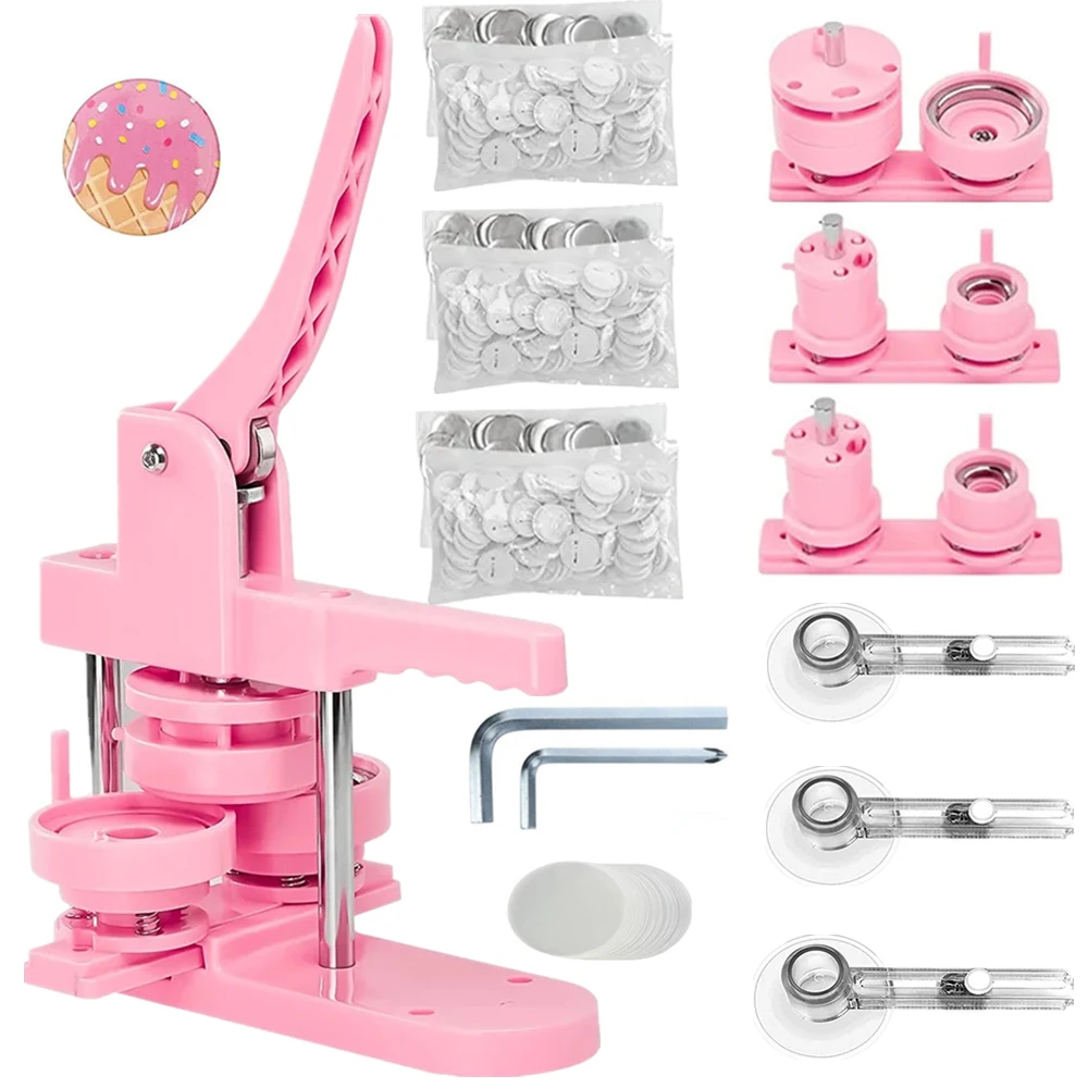Button-Pin-Maker-Machine-Pink-Button-Press-Badge-Making-Machine-Sets-25 ...