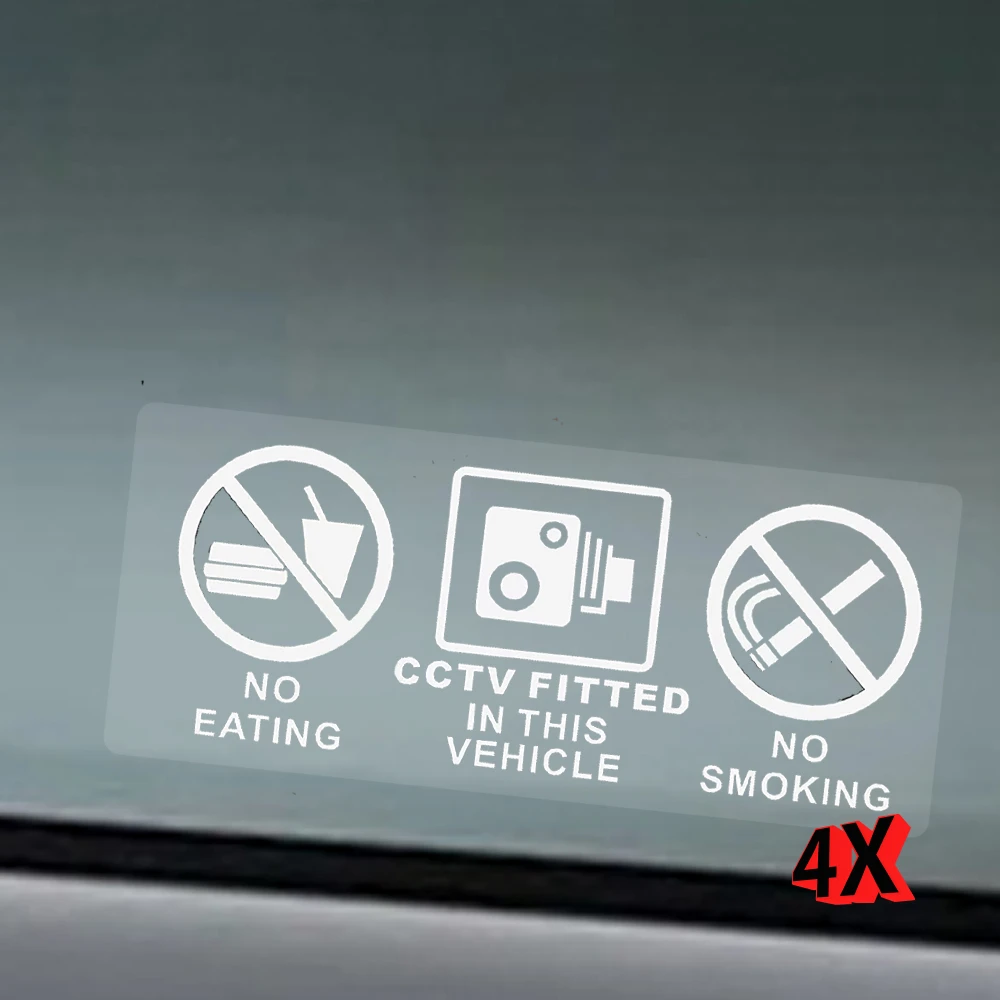 4X Vehicle No Eating No Drinking CCTV Fitted Sticker Decal Car Truck ...
