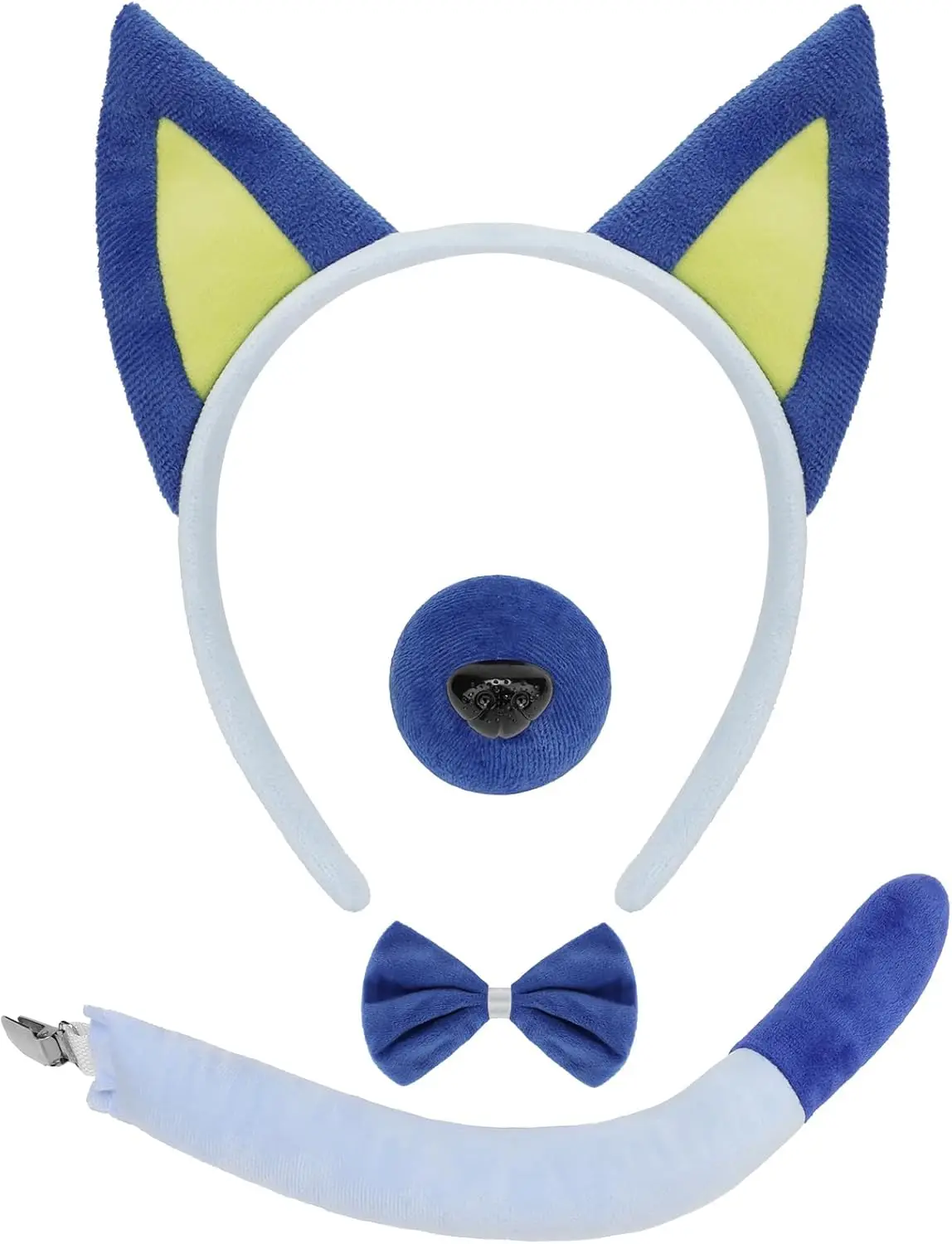 4PCS Blue Dog Costume Set Puppy Animal Dog Ear Headband Tail Nose Bow ...