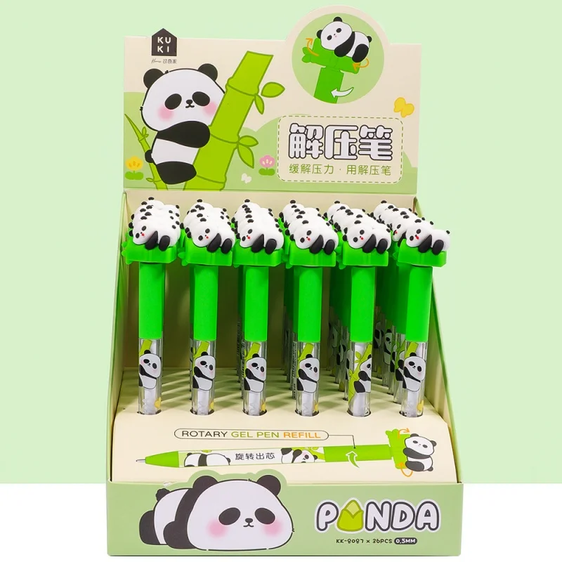24-pcs-lot-Cartoon-Panda-Rotary-Gel-Pen-Cute-0-5mm-Black-Ink-Signature ...