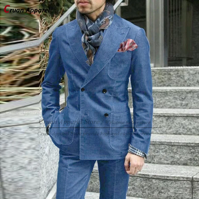 New-Denim-Suits-for-Men-Slim-fit-Tailor-made-Fashion-Business-Wedding ...