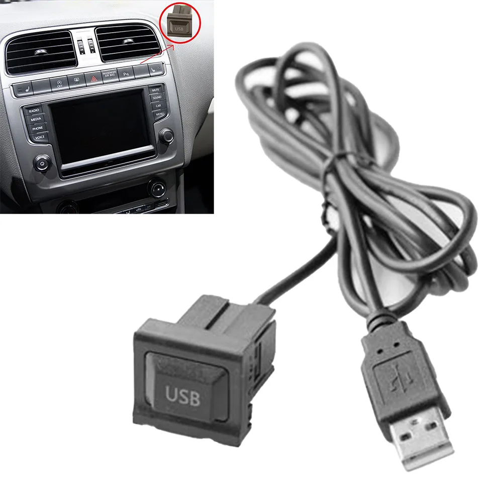 Car-Dash-Flush-Mount-AUX-USB-Port-Panel-Dual-USB-Extension-Adapter ...