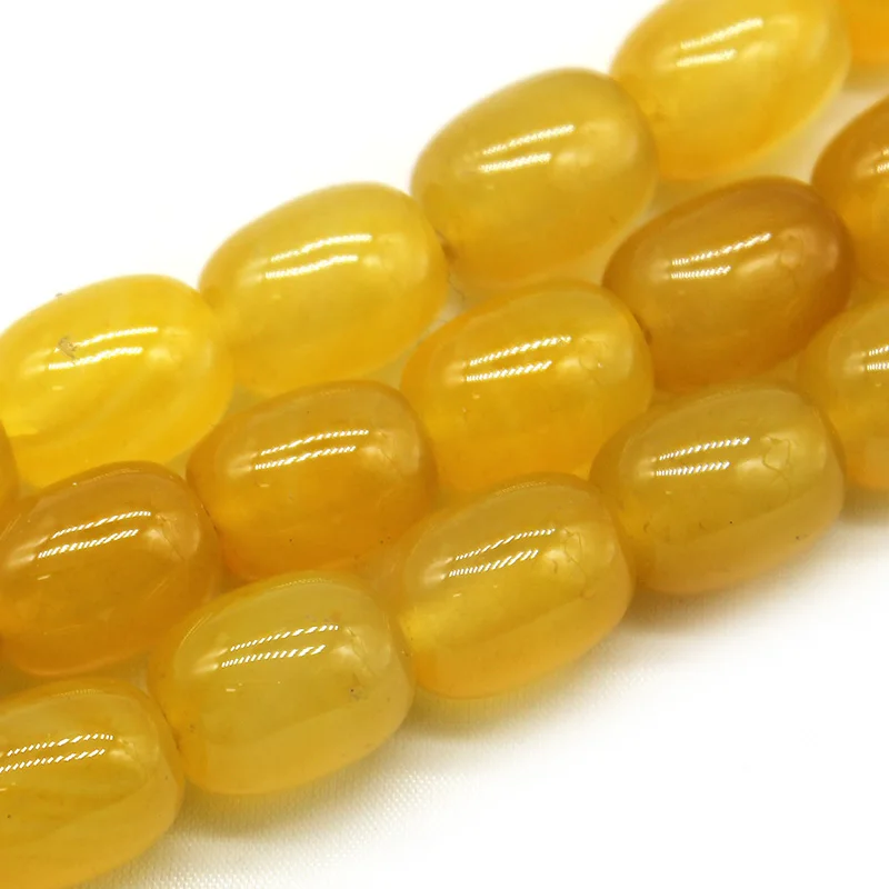 Wholesale-Natural-Stone-Beads-Yellow-Agates-Drum-Barrel-Shape-Loose ...