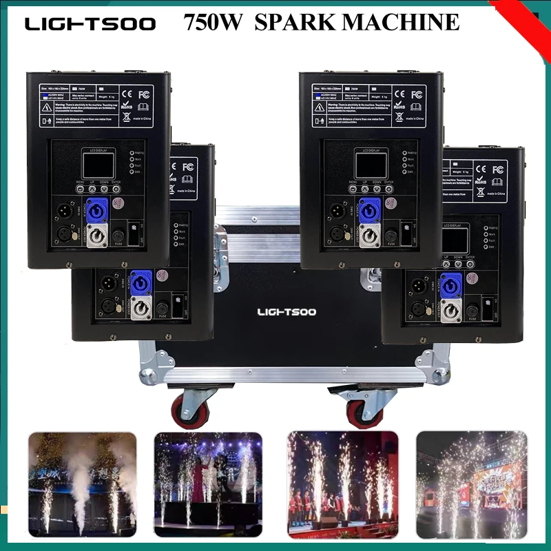 No Duty 4PCS 750W Cold Spark Machine With Flight Case 600w Sparkler ...
