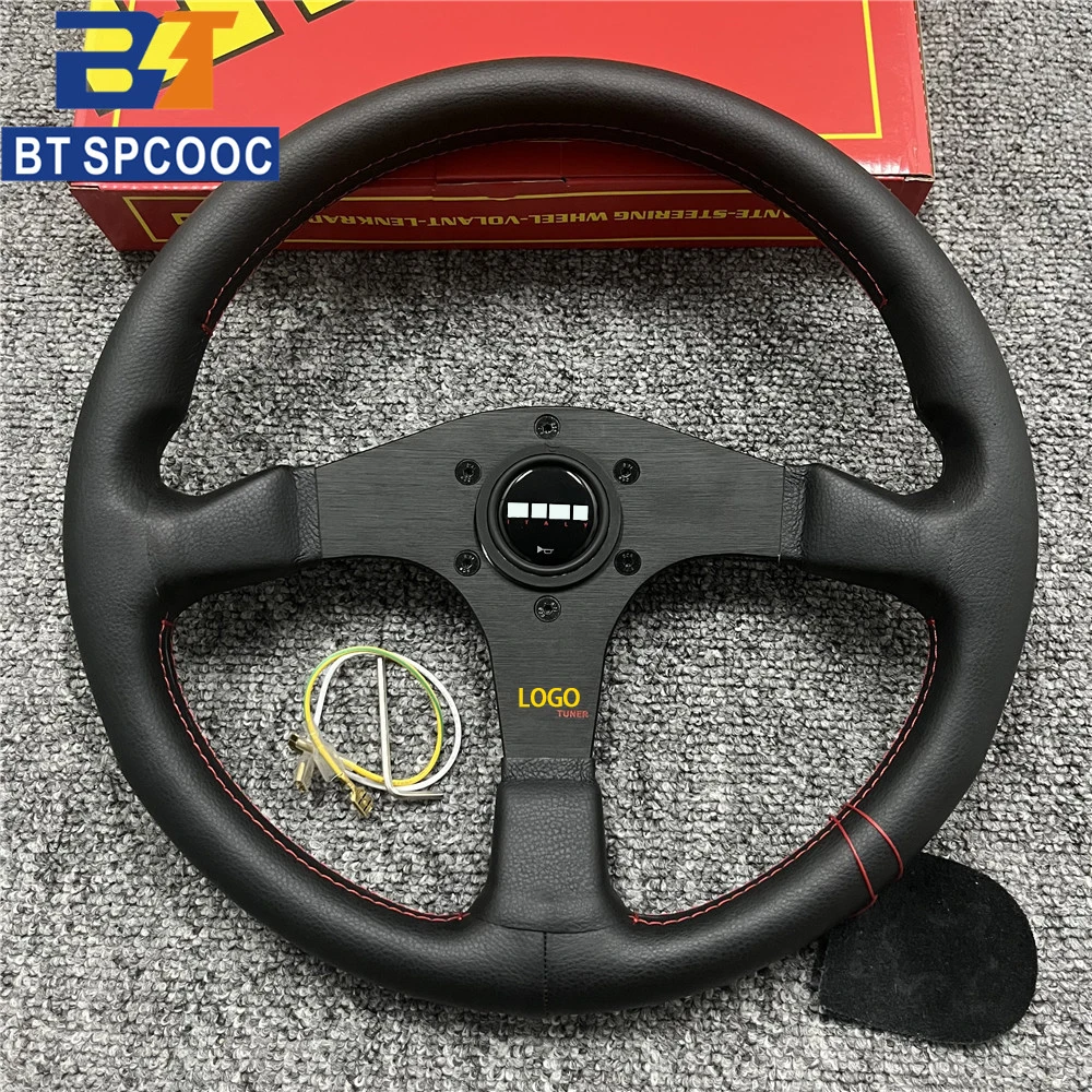 MO-T14-Real-Leather-Steering-Wheel-14inch-350mm-Italy-Style-JDM-Car ...