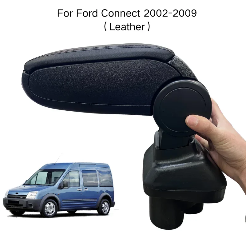 For Ford Connect 2002-2009 Armrest Center Console Black Leather ...