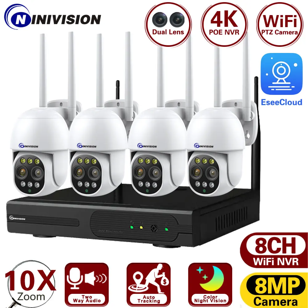 Dual-Lens-10X-PTZ-Zoom-4K-Wifi-CCTV-Camera-Security-System-Wireless-NVR ...