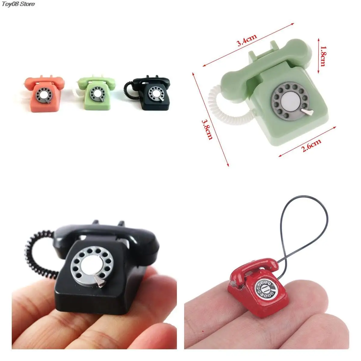 New-Style-1-6-1-12-Miniature-Phone-Model-plastic-Vintage-Retro-Rotary ...