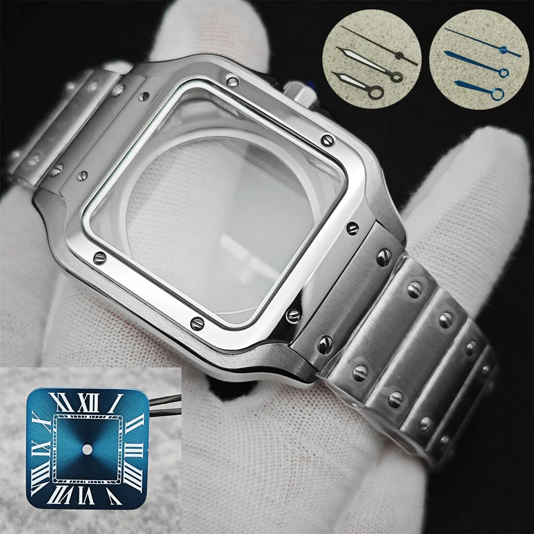 Square-Watch-Case-38mm-NH35-Case-Set-316L-Steel-Watch-Repair-and ...