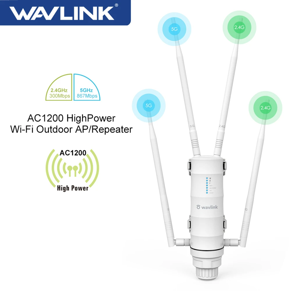 Wavlink Outdoor Wifi Range Extender Wireless Access Point Dual Band 2 ...