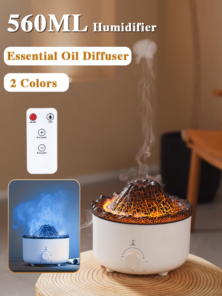 560ml-Volcano-Jellyfish-Air-Humidifier-Flame-Aroma-Diffuser-Essential ...