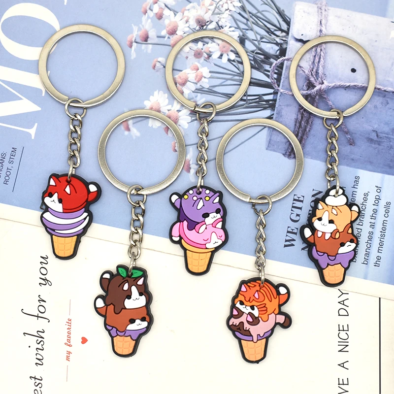 1PCS-PVC-Dessert-Keychain-Cat-Double-Ball-Ice-Cream-Key-Rings-Cat-Ice ...