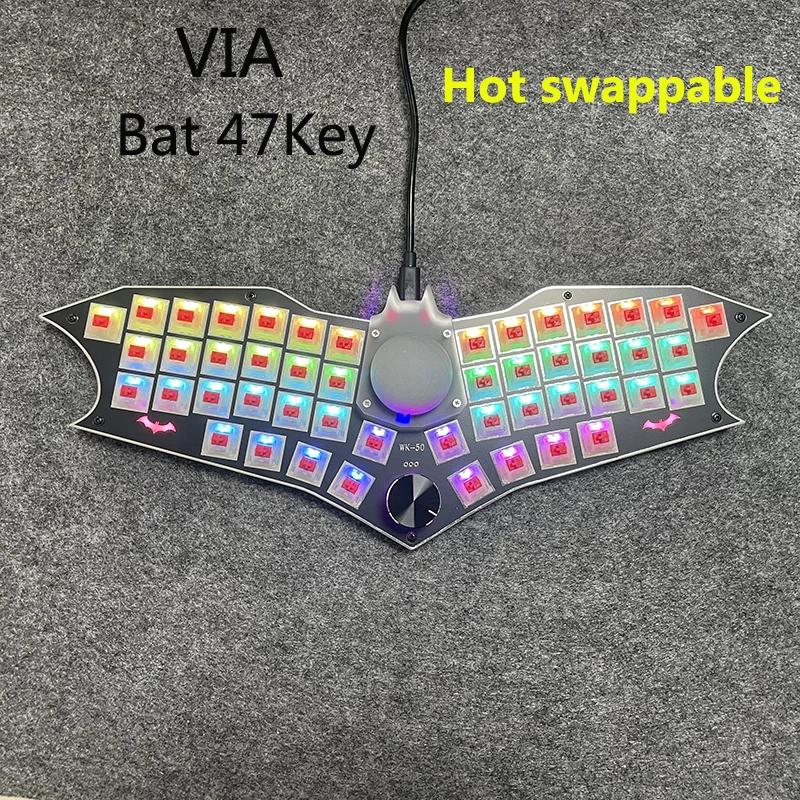 NEW-Arrived-VIA-47-Key-Bat-Keyboard-Programmable-Mouse-Keyboard-Macro ...