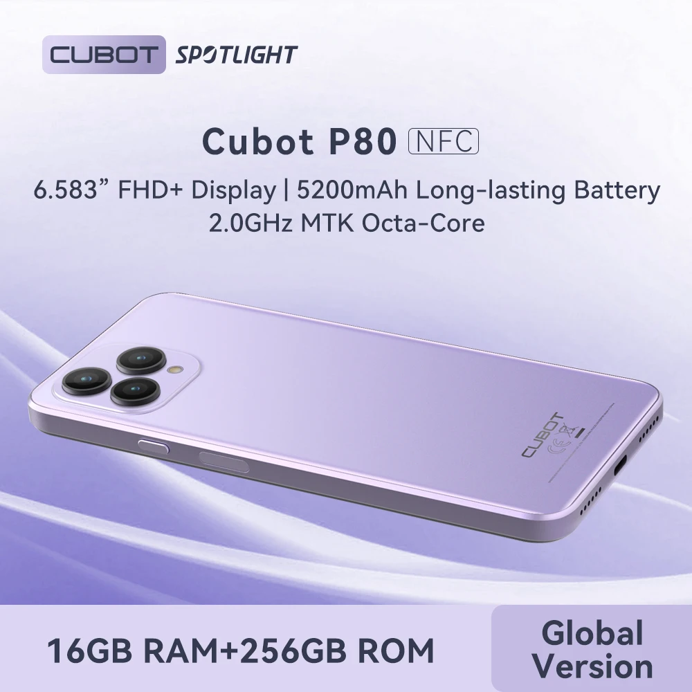 Cubot P80, 2023 Novo smartphone, versão global, 16GB RAM(8GB + 8GB Estendido), 256GB de ROM ...