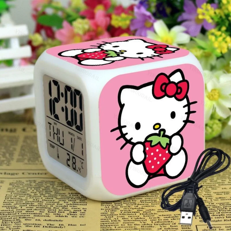 Kawaii-Kt-Sanrio-Hello-Kitty-Anime-Figure-Colorful-Night-Light-Alarm ...
