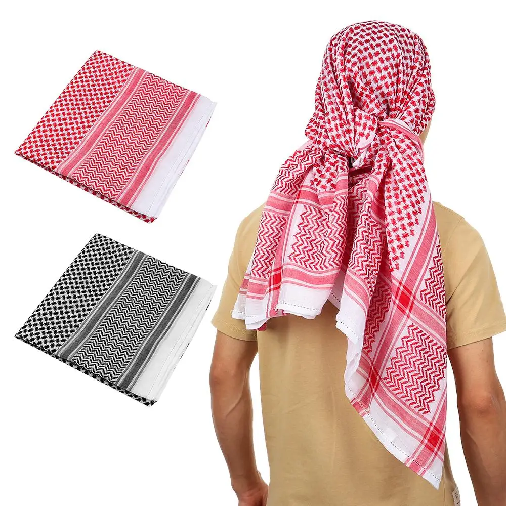 1Pcs Black/Red Arab Kafiya Keffiyeh Arabic Muslim Head Scarf Polyester ...