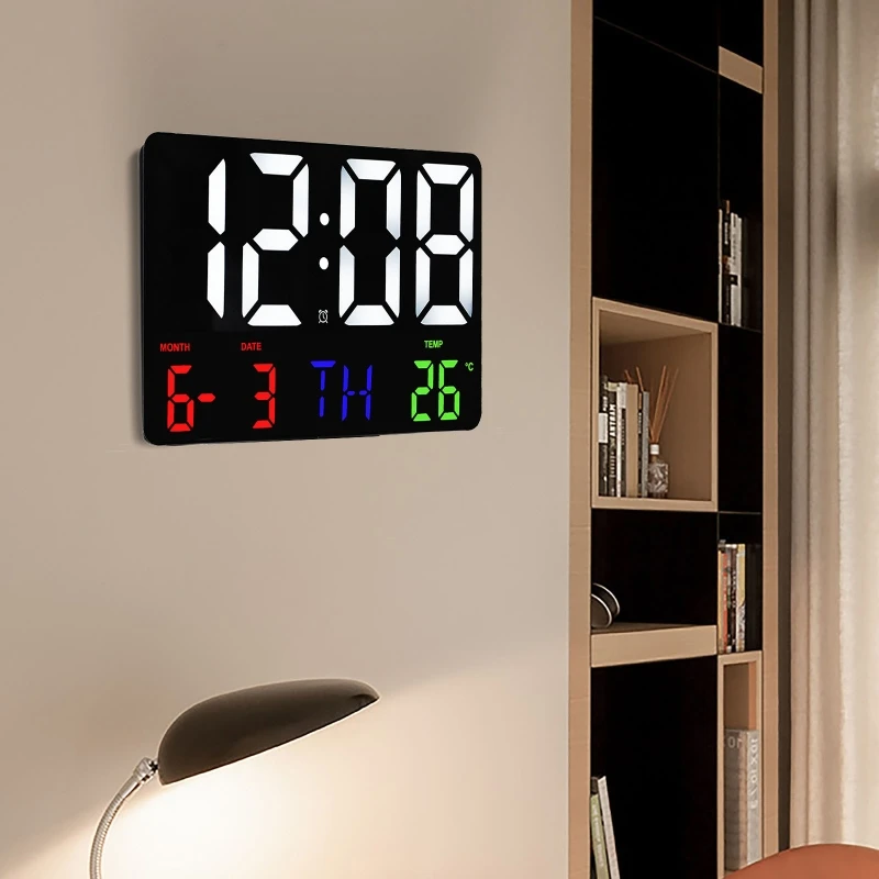 Large Screen LED Digital Wall Clock with Remote Control 5Levels ...