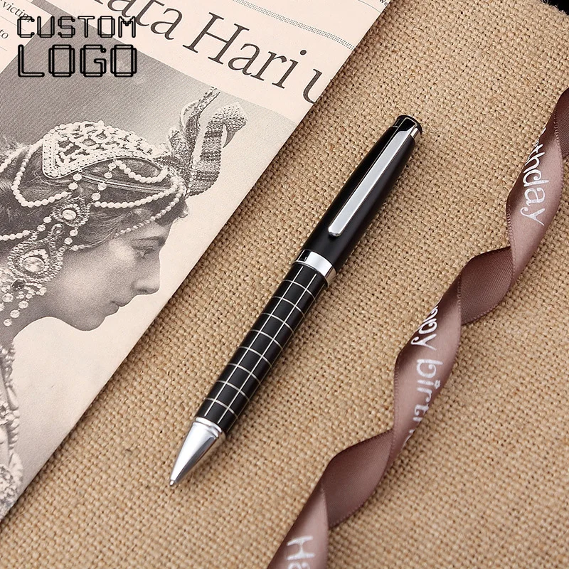 Rotating Mesh Metal Ballpoint Pens Laser Engraving Personalized Logo ...