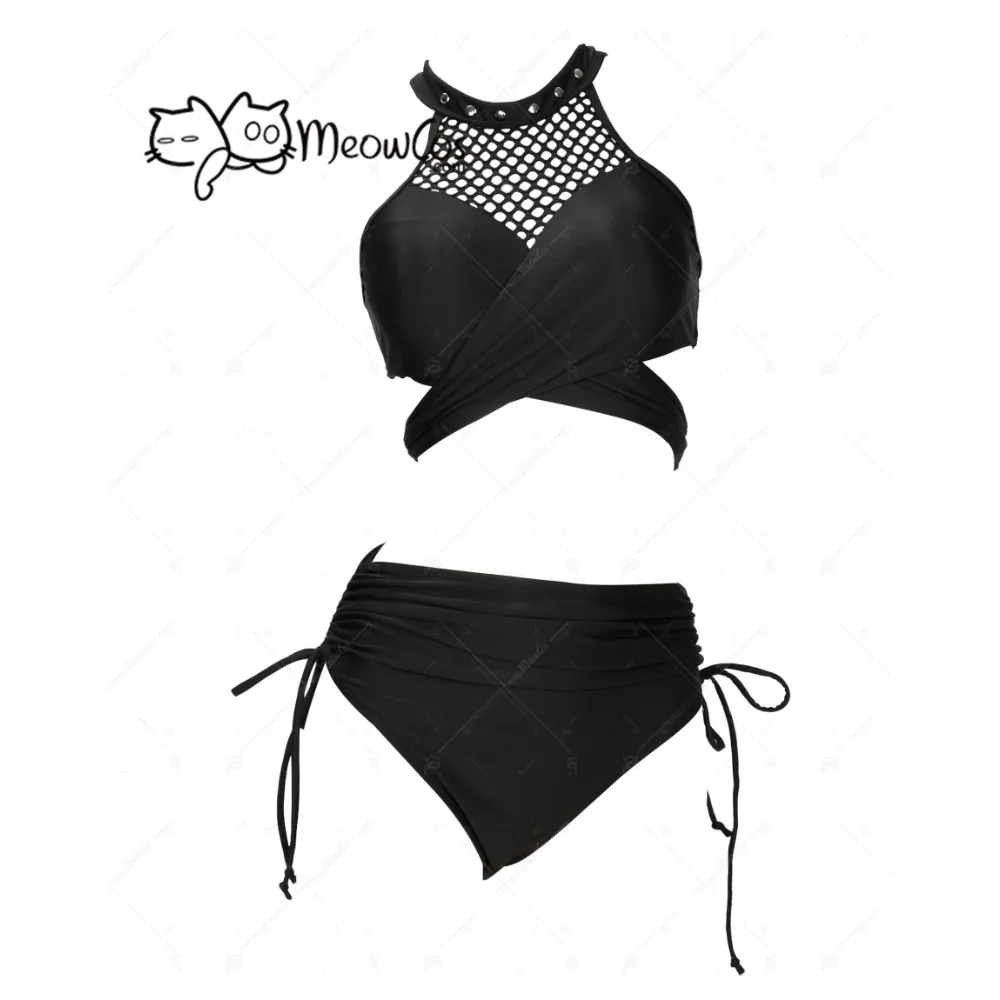 MEOWCOS-ba-ador-g-tico-de-rejilla-para-mujer-traje-de-ba-o-de-dos ...