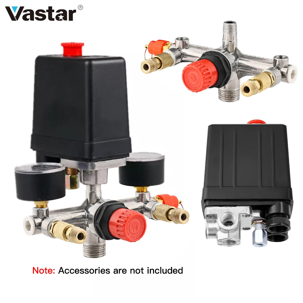 Air Compressor Pressure Valve Switch Manifold Relief Regulator Gauges ...