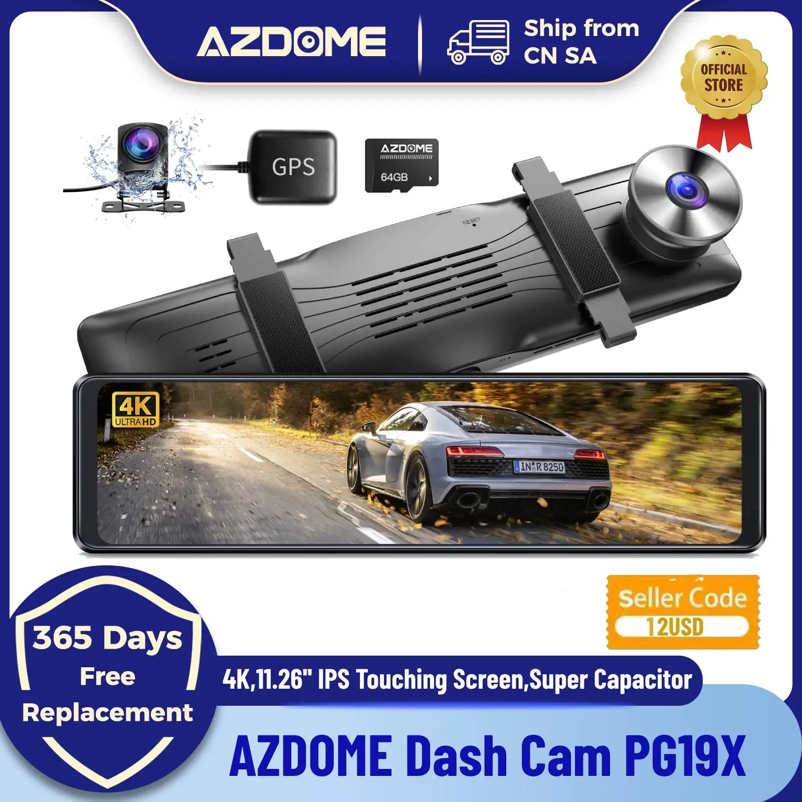 AZDOME-4K-Dash-Cam-PG19X-11-26-IPS-Touching-Screen-Car-DVR-Recorder ...