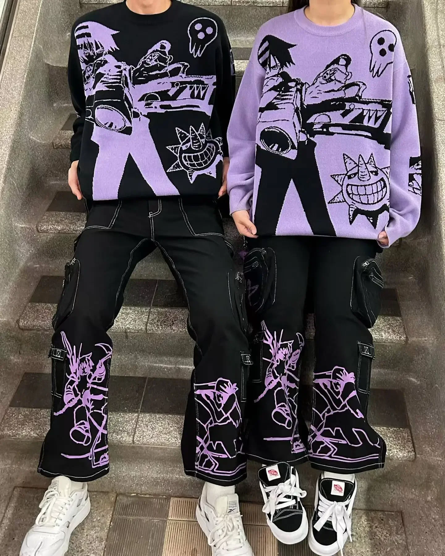 Y2K-Sweater-Jeans-Two-Piece-Sets-Men-Women-Oversize-Anime-Graphic ...