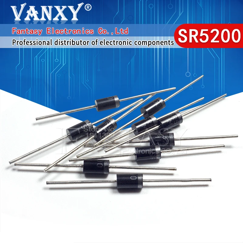 10PCS SB5200 SR5200 Schottky Barrier Rectifier Diode 5A 200V DO-201AD/DO-27