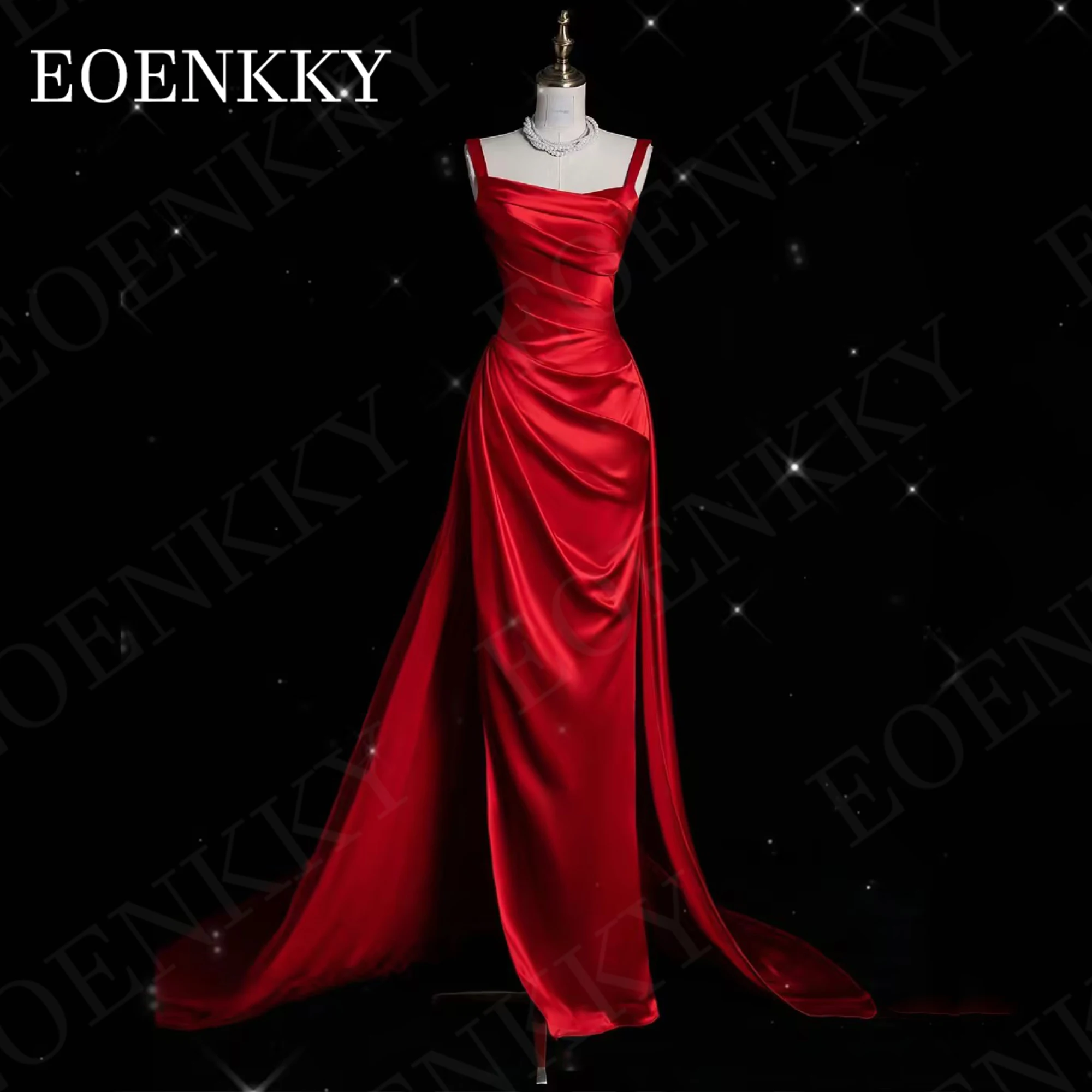 Elegant-Satin-Evening-Dresses-Prom-Burgundy-Split-Backless-Banquet ...