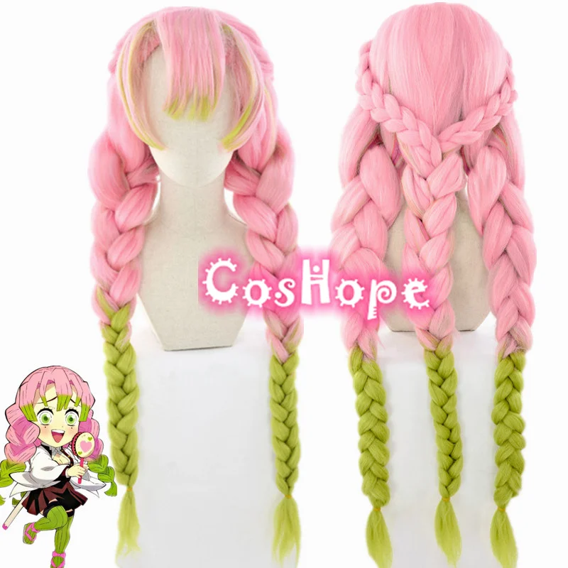 Demon Slayer Mitsuri Kanroji Cosplay Wig Kimetsu No Yaiba Cosplay Pink ...