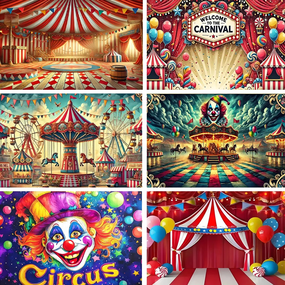 Circus joker Red Tent Theme Children Birthday Party SuppliesBackdrop ...