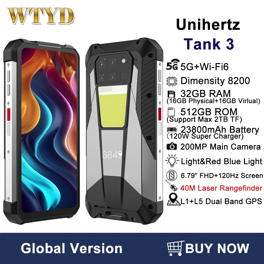 Unihertz-Tank-3-Rugged-Phone-32GB-512GB-Laser-Rangefinder-200MP-Camera ...