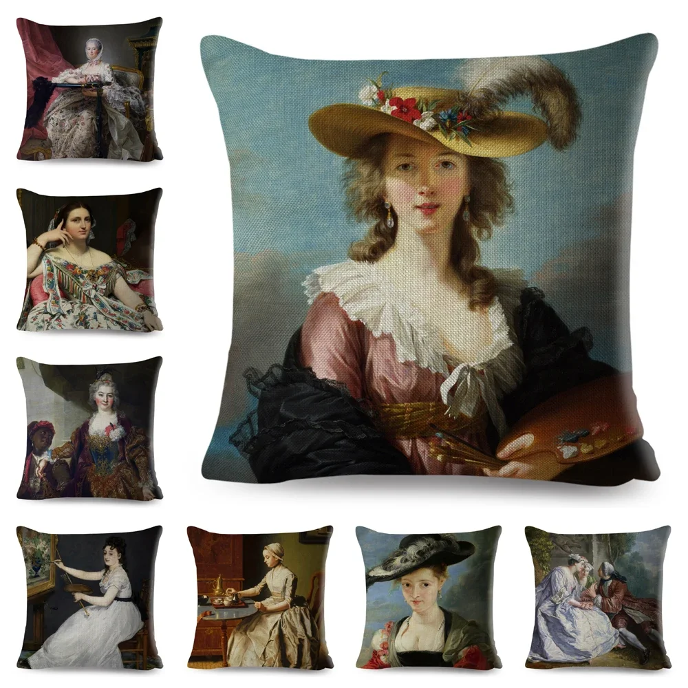 Vintage Style Woman Cushion Cover Decor Europe Lady Girl Print ...