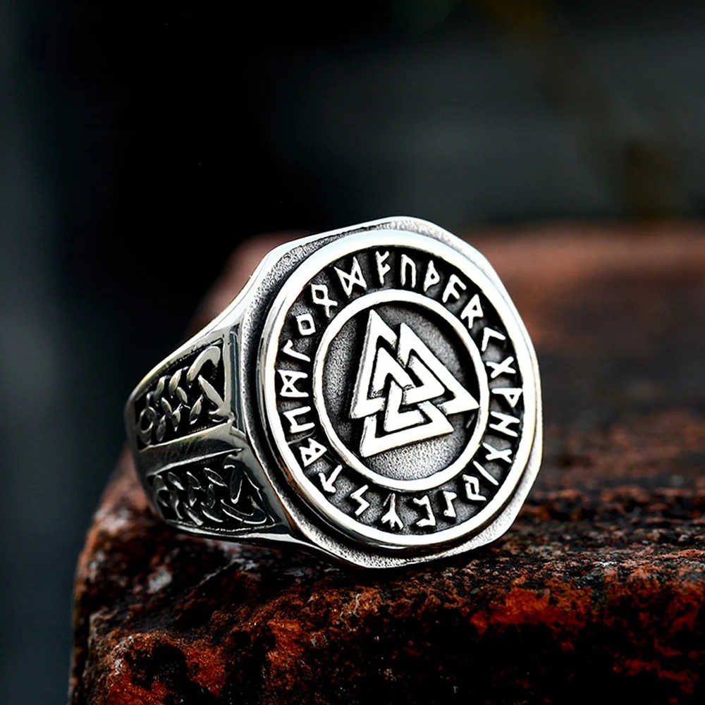 Vintage Viking Valknut Ring For Men 316L Stainless Steel Norse Odin ...