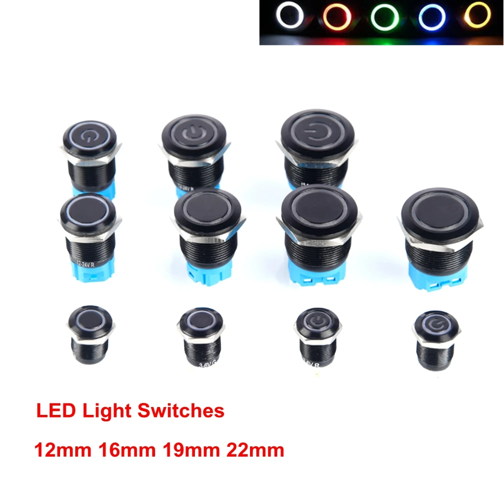 12-16-19-22mm-Push-Button-Switch-Oxidized-Black-Momentary-Latching ...