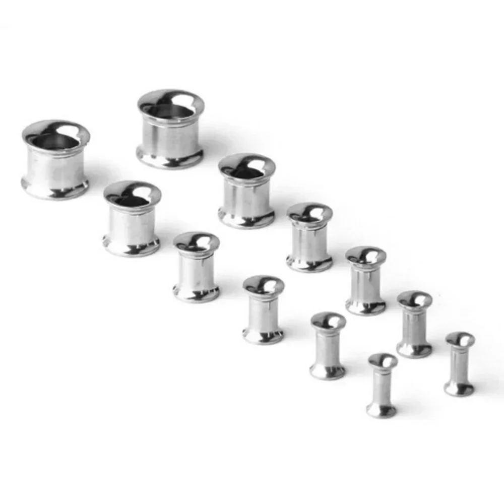 2 Gauge Ear Tunnels Double Flare Steel Ear Tunnels - 316L Surgical ...