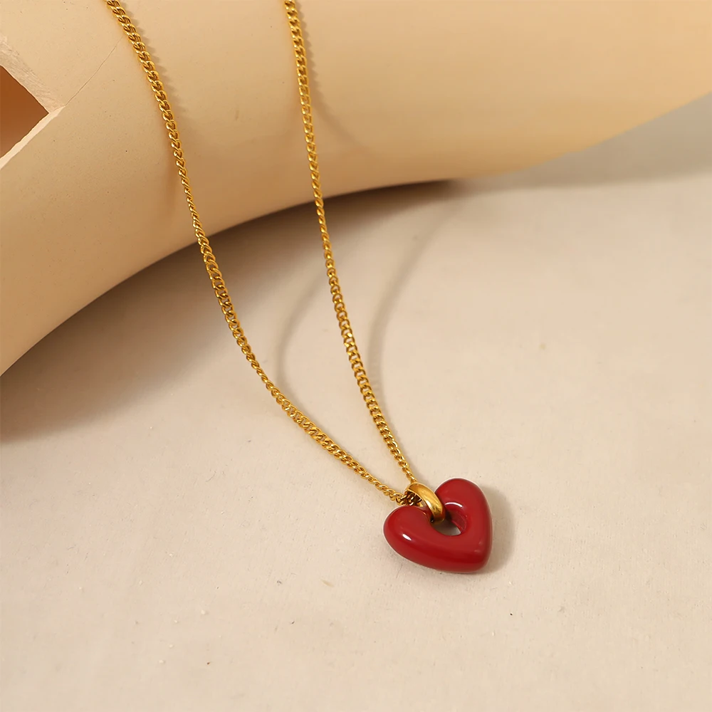 WILD-FREE-Trendy-Red-Heart-Pendant-Stainless-Steel-Necklace-for-Women ...
