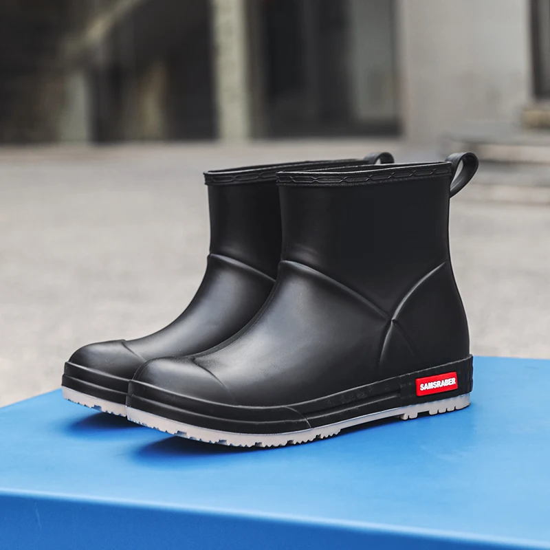 Mens-Rain-Boots-Slip-On-Waterproof-Rubber-Rain-Shoes-Work-Mud-Boots ...